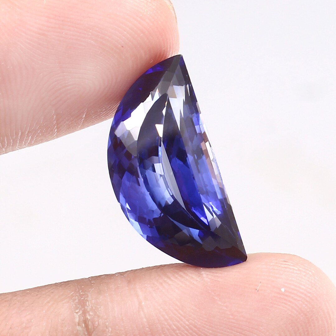 AAA Flawless Bi-color Ceylon Blue Sapphire Loose Half Moon Gemstone Cut ...