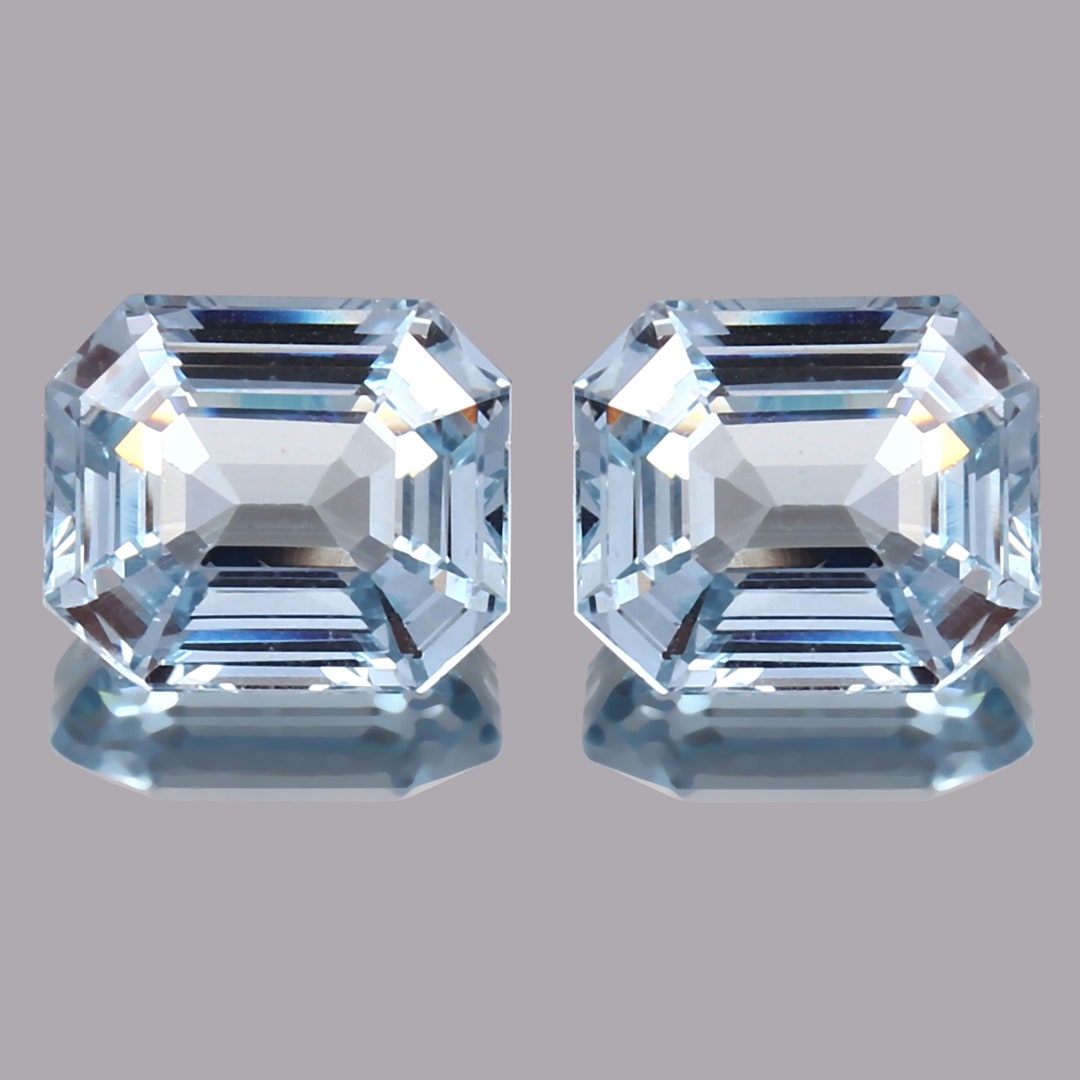 AAA Aquamarine Gemstone Pair: Radiant Cut, Brazilian Jewelry Making ...