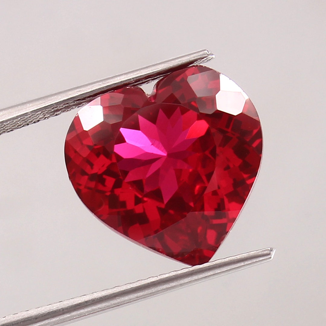 AAA 14x14 MM Flawless Blood Red Mozambique Ruby Loose Heart Shape ...