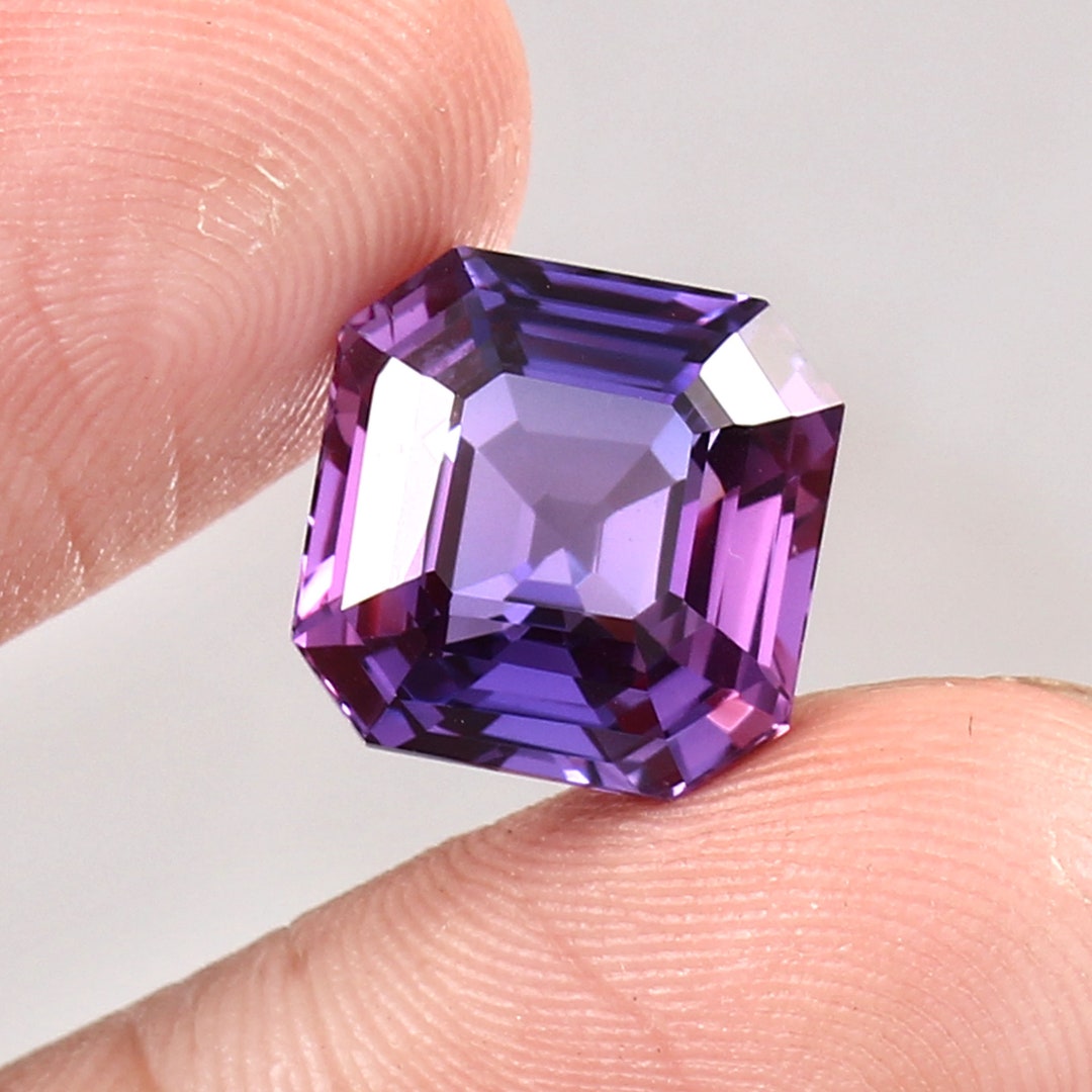 Bi-color Purple Pink Sapphire: 10x10mm Asscher Cut Ceylon Gemstone ...