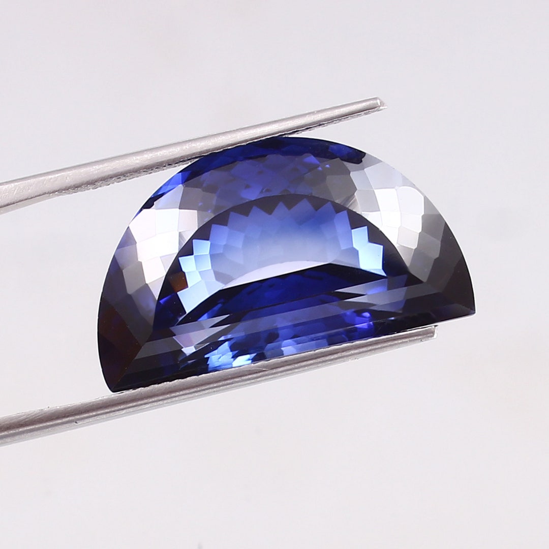 AAA Flawless Bi-color Ceylon Blue Sapphire Loose Half Moon Gemstone Cut ...