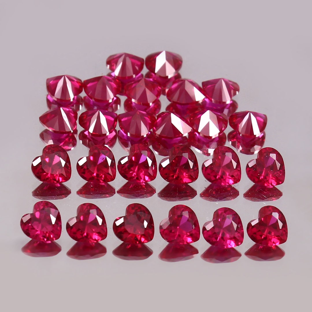 AAA Flawless Mozambique Ruby Heart Shape Loose Gemstone Cut Lot, Fine ...