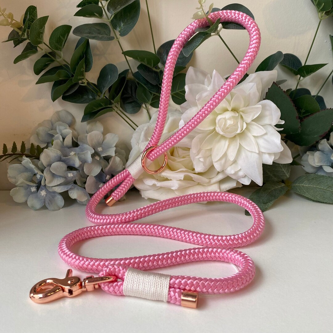 Pink Paracord Dog Lead - Pastel Pink Rope Lead - Pink Custom Made Dog ...