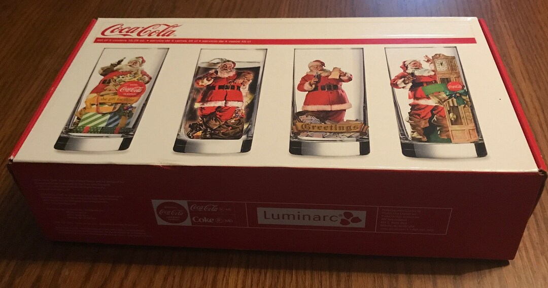 Set of 4 Luminarc Coca Cola Santa Glasses - Etsy