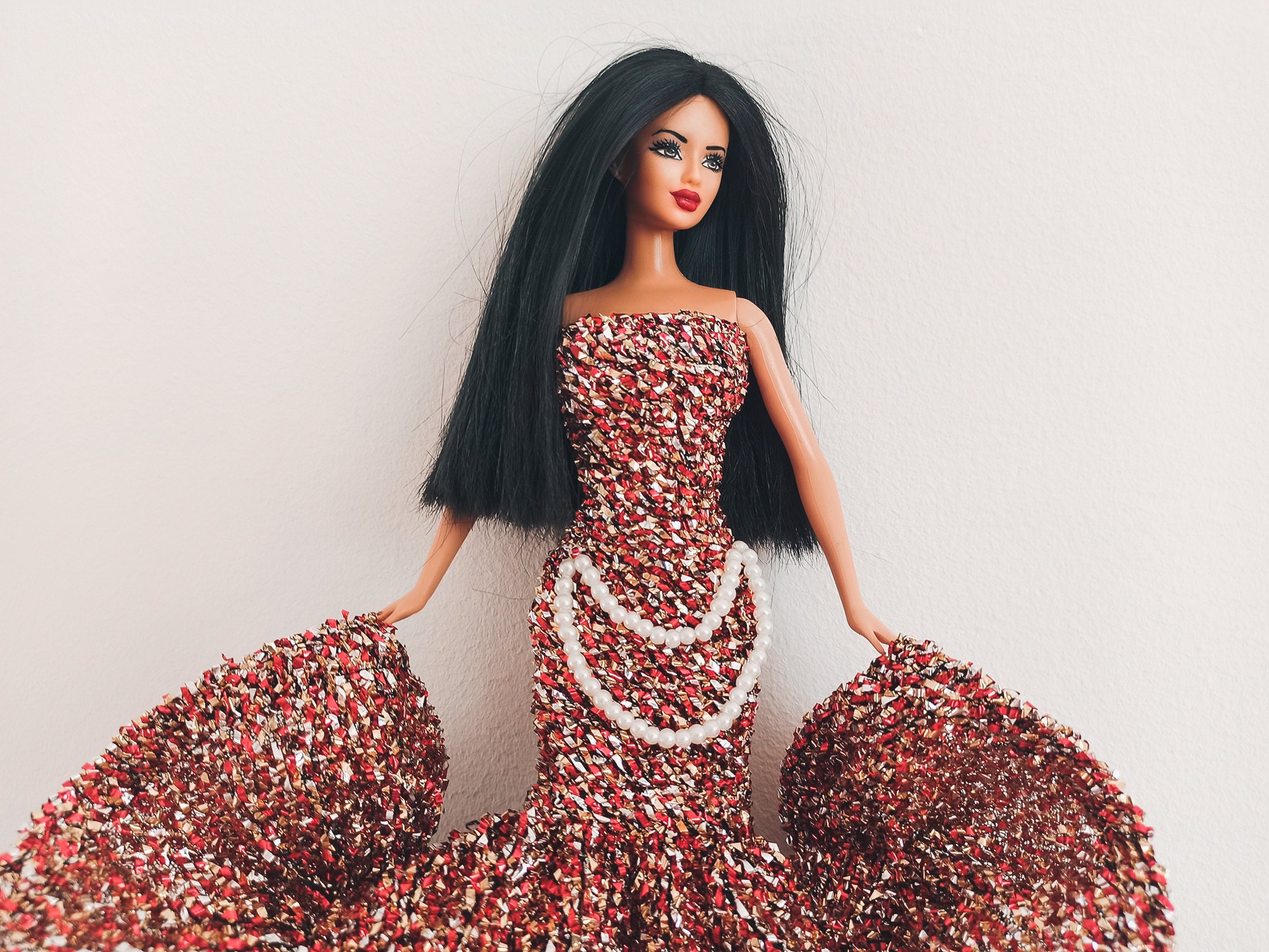 Mermaid Dress for Dolls, Long Ball Gown, One Sixth Scale Doll Clothing ...