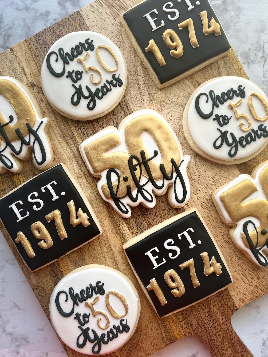 50th Birthday Cookies | 50th Anniversary | Gold Birthday Gift | Party ...