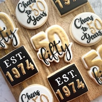 Birthday Decorated Cookies, 50th Birthday Cookies, Fifty Birthday ...