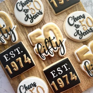50th Birthday Cookies | 50th Anniversary | Gold Birthday Gift | Party ...