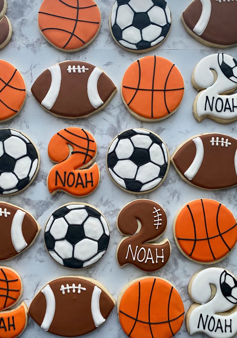Sport Themed Cookies | Sport Birthday Favors | Basketball Cookies ...