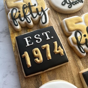 50th Birthday Cookies | 50th Anniversary | Gold Birthday Gift | Party ...