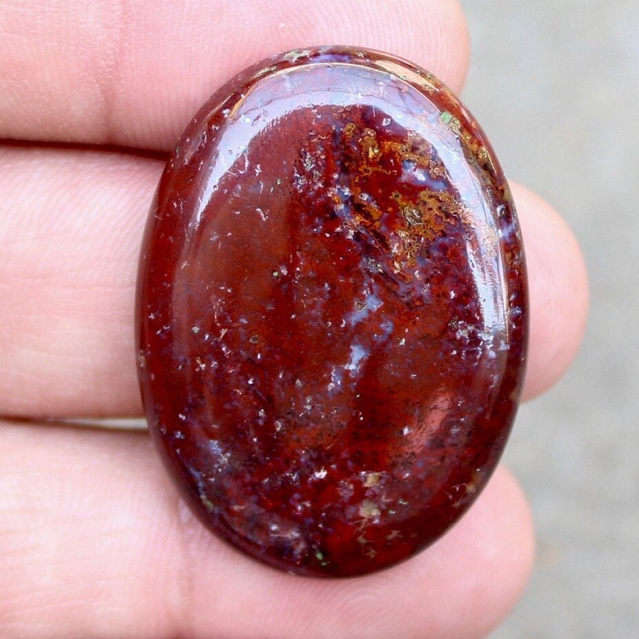 Amazing Natural Red Moss Agate Oval Shape Cabochon Loose | Etsy