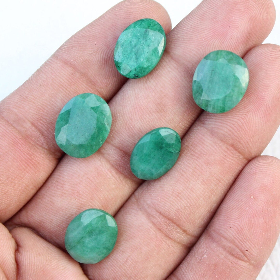 Beryl Oval Shape Faceted Stone Natural Loose Gemstone Genuine Green ...