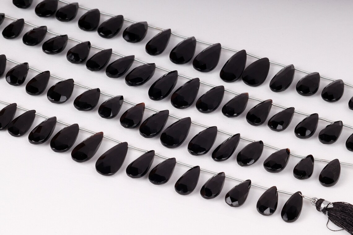 Black Onex Faceted Pear Shape Brioletteperfect Matched Pear | Etsy