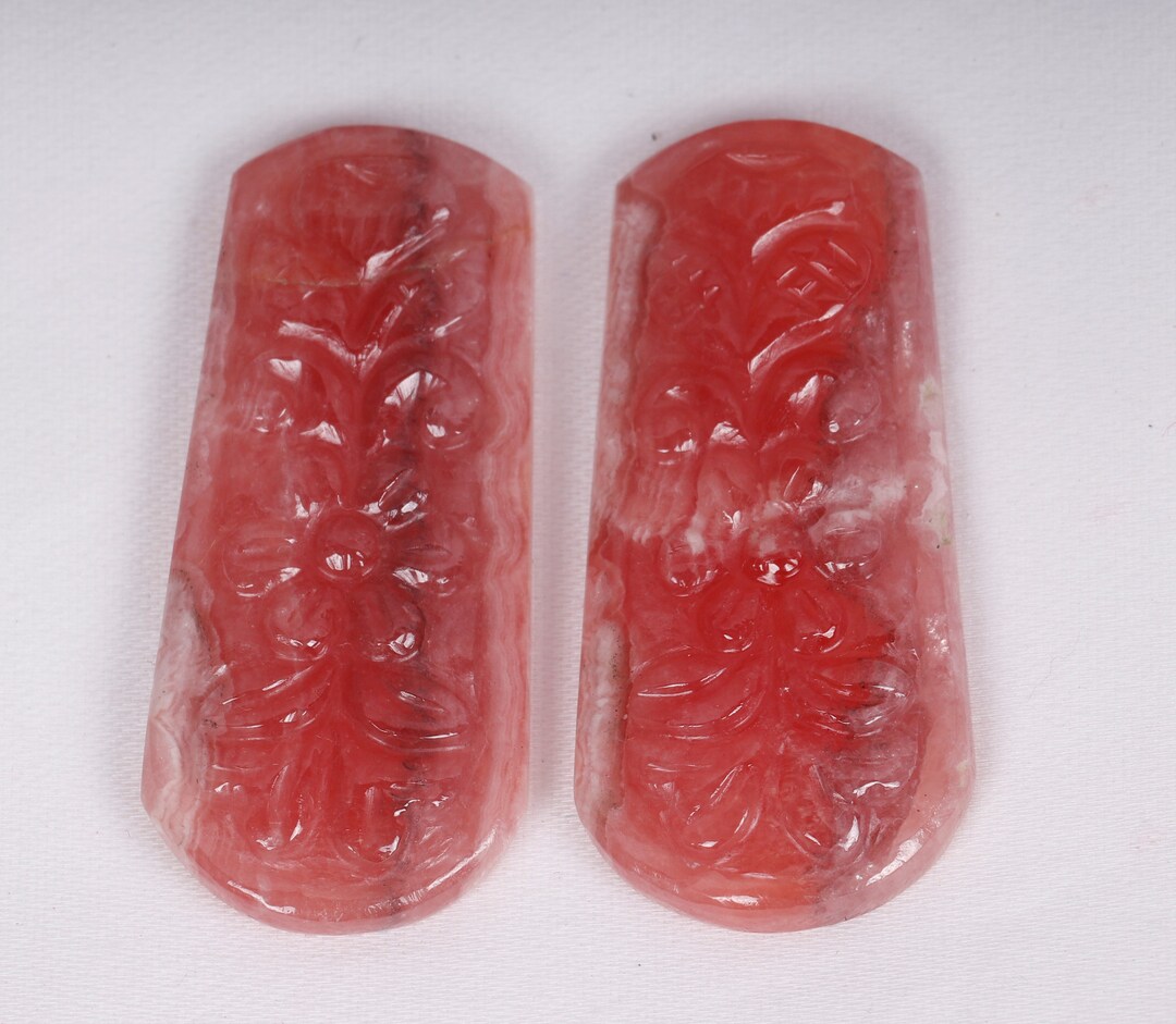 Magnificent Natural Rhodochrosite Fancy Trapezoid Shape Carving Semi ...