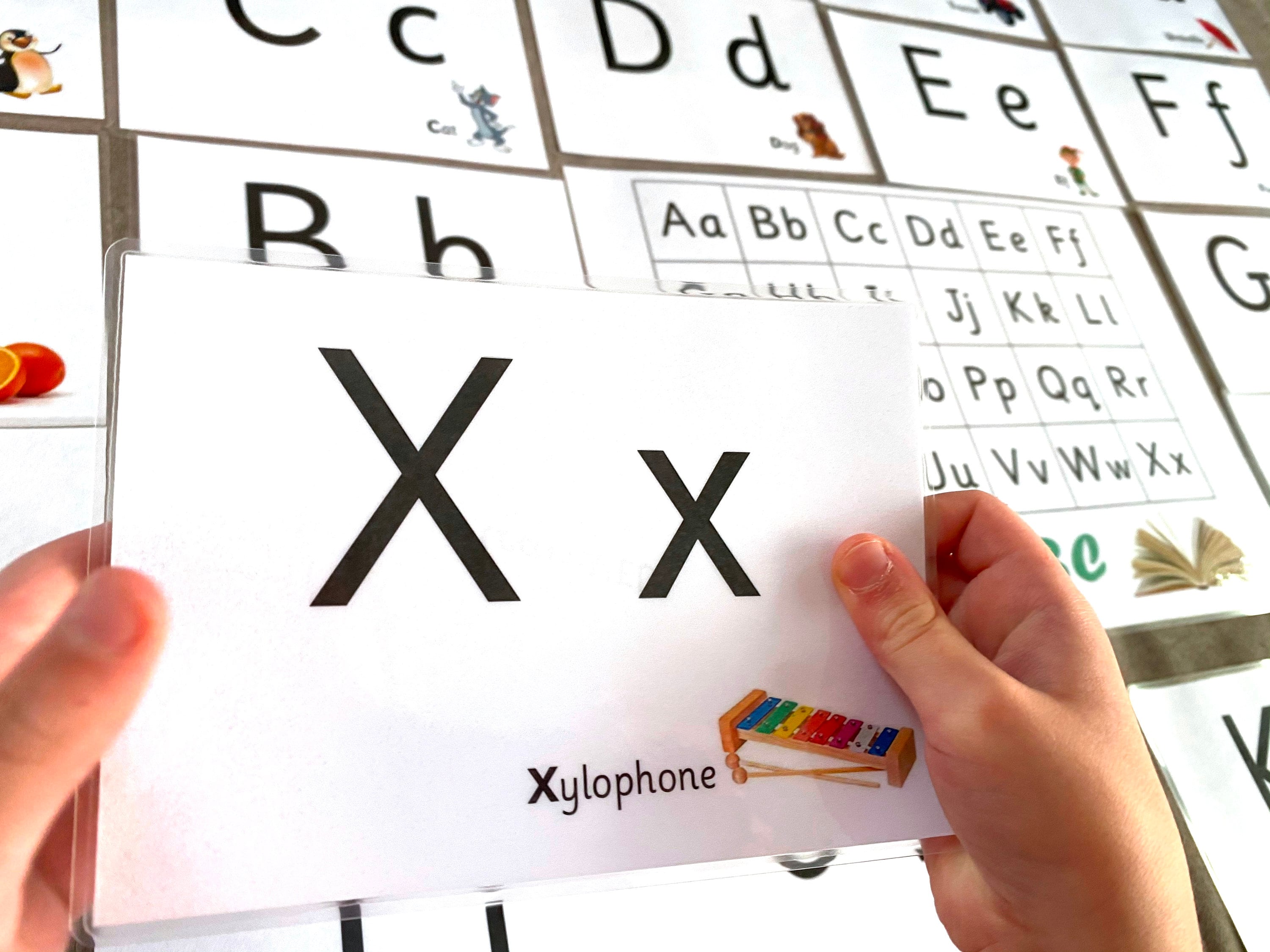 Large Alphabet A6 Flash Cards Upper Lower Case Letters and Words With ...