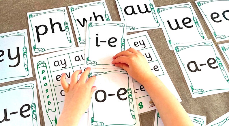 Phase5 Phonics Large A6 Flash Cards Sounds Digraphs + A4 Mat EYFS Home ...