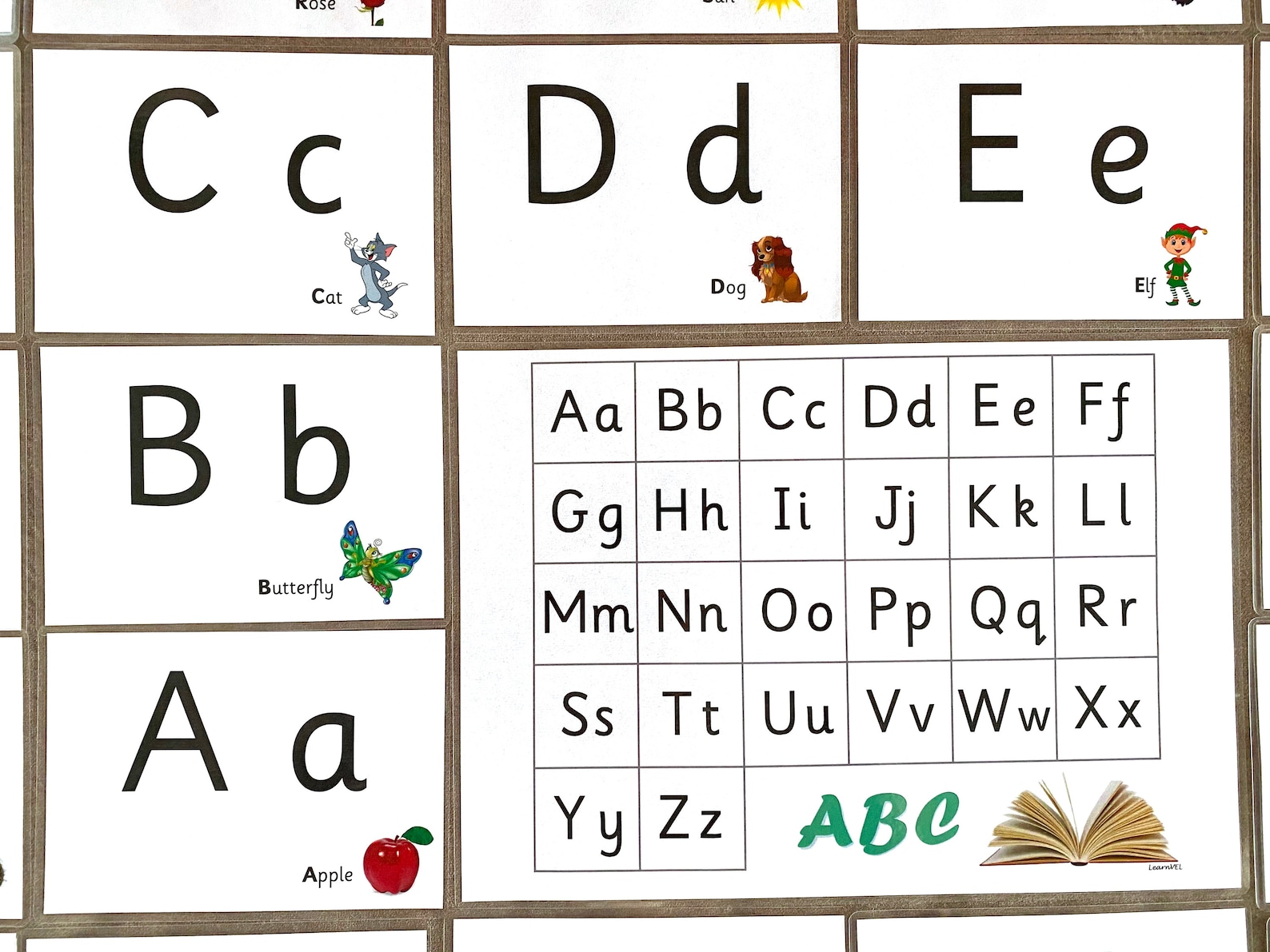 Large Alphabet A6 Flash Cards Upper Lower Case Letters and Words With ...