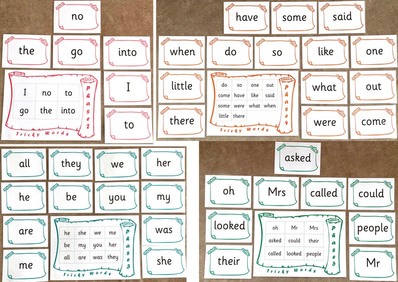 Printable PDF Key Tricky Words All Phases Large A6 Flash Cards EYFS KS1 ...
