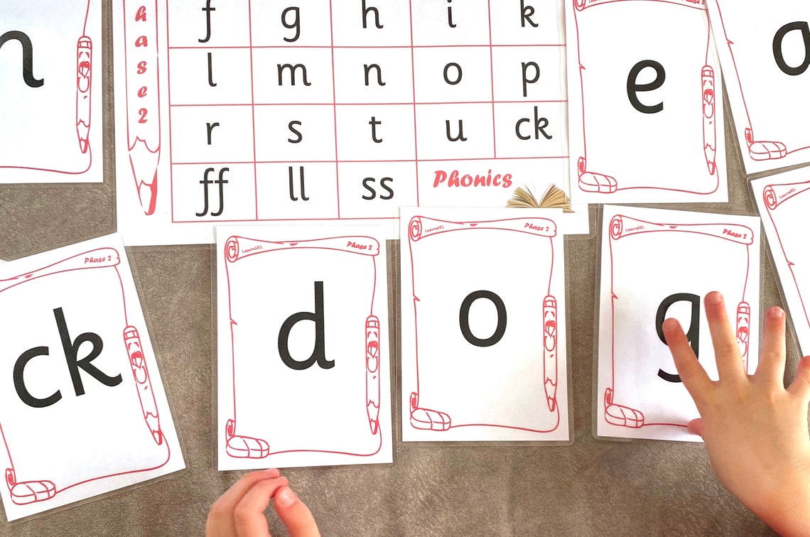 Phase2 Phonics Large A6 Flash Cards Sounds Digraphs A4 Mat - Etsy UK