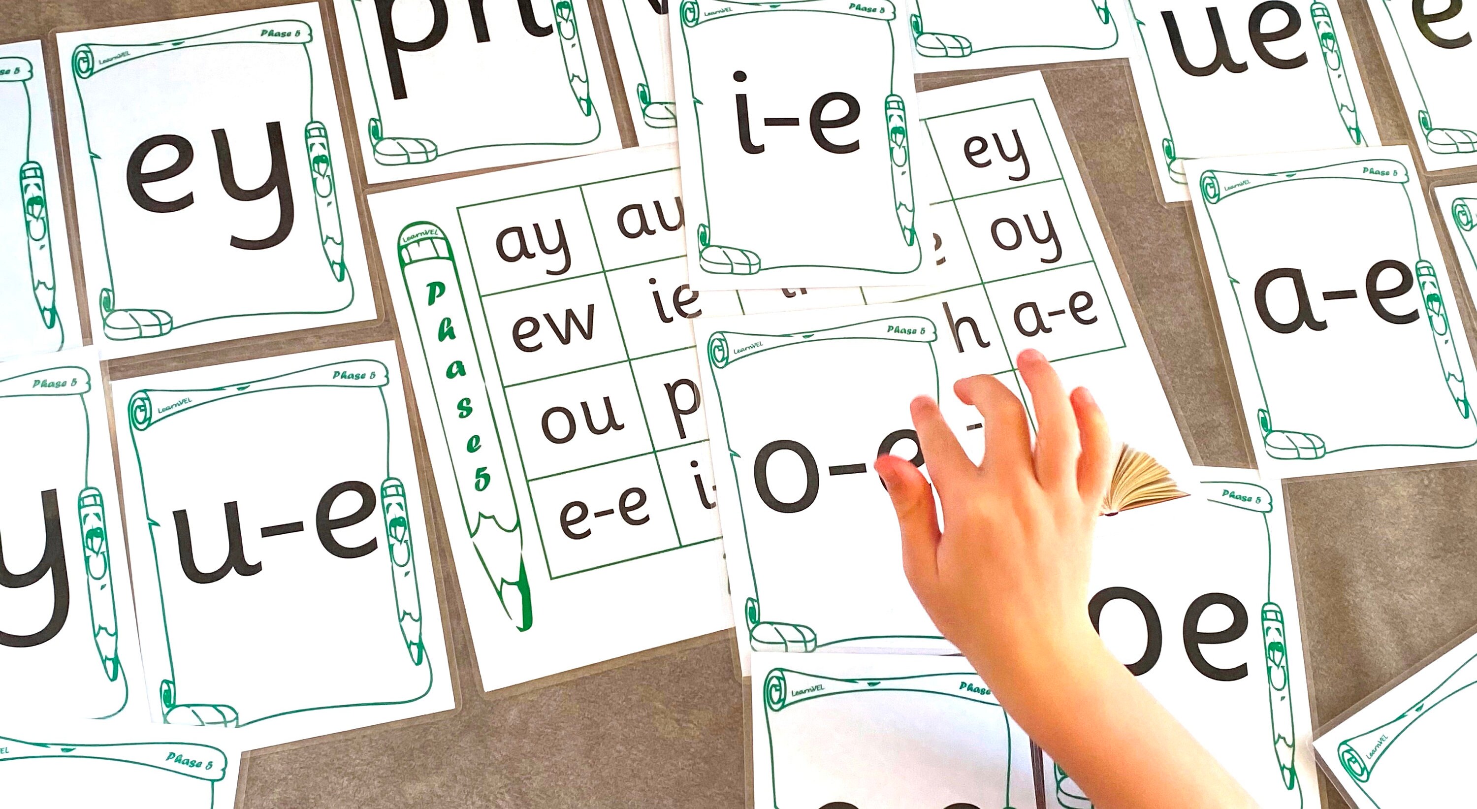 Phase5 Phonics Large A6 Flash Cards Sounds Digraphs + A4 Mat EYFS Home ...