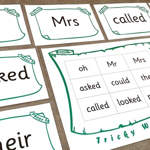 Printable PDF Key Tricky Words All Phases Large A6 Flash Cards EYFS KS1 ...