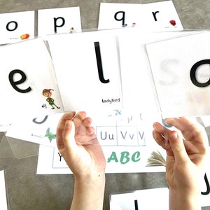 Lower Case Large A6 Alphabet Flash Cards Words and Pictures ABC Letters ...