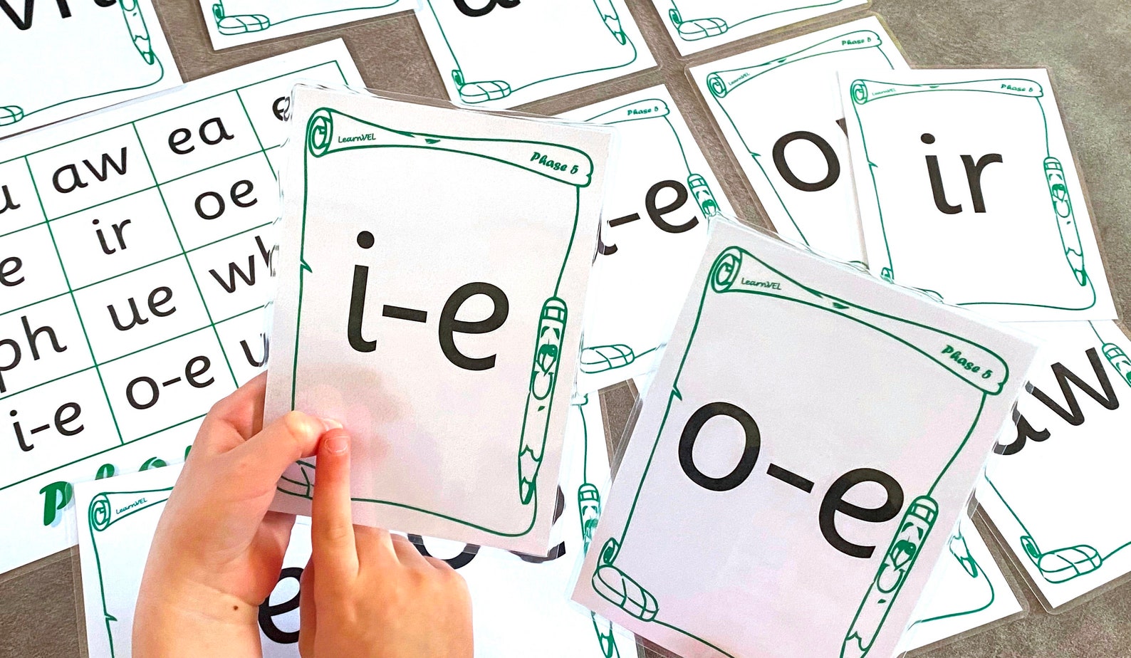 Phase5 Phonics Large A6 Flash Cards Sounds Digraphs + A4 Mat EYFS Home ...