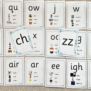 Double Sided Phase3 Phonics Large A6 Flash Cards Sounds Digraphs ...