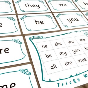 Printable PDF Key Tricky Words All Phases Large A6 Flash Cards EYFS KS1 ...