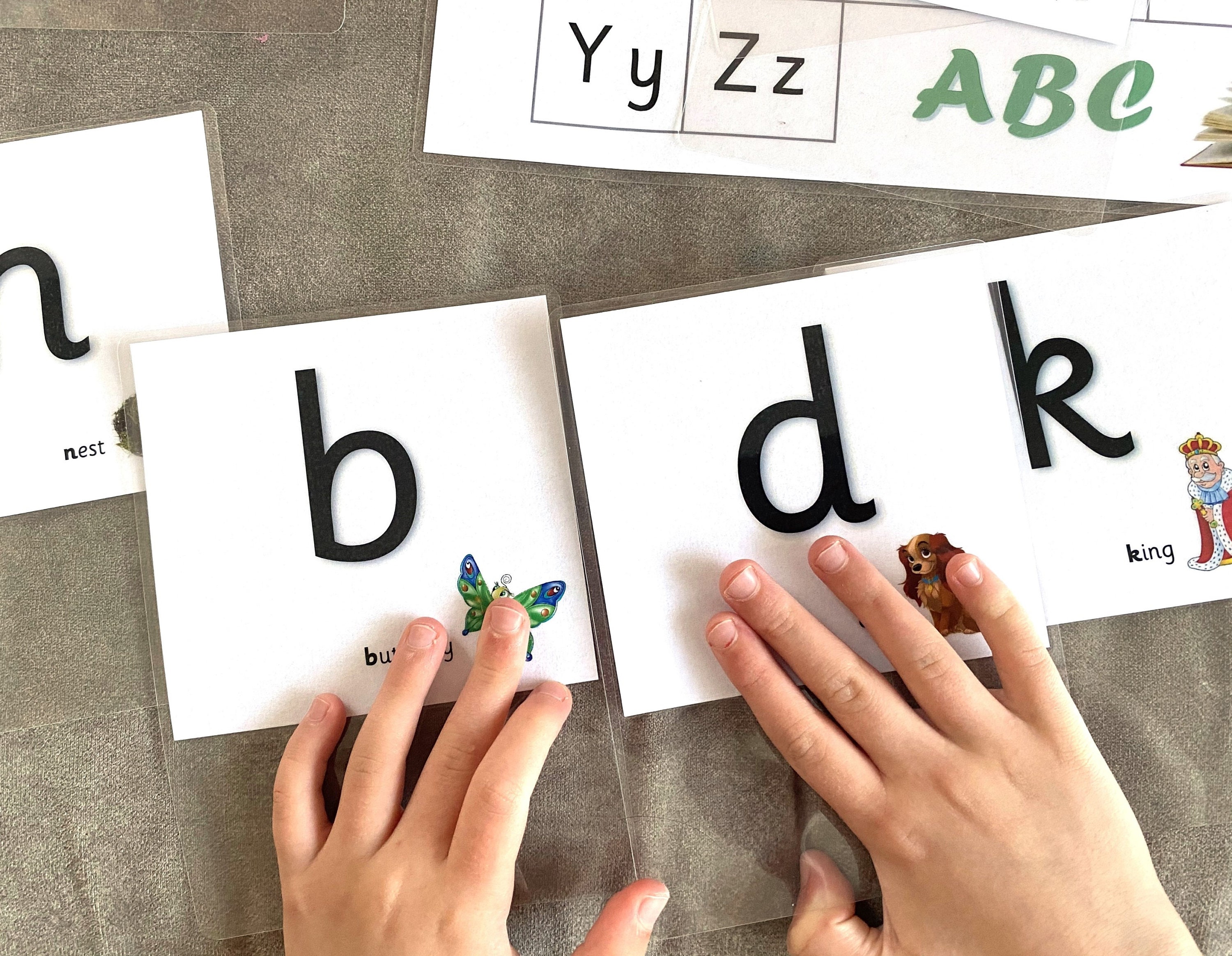 Lower Case Large A6 Alphabet Flash Cards Words and Pictures ABC Letters ...
