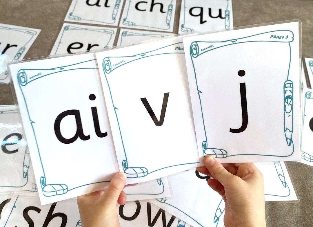 Double Sided Phase3 Phonics Large A6 Flash Cards Sounds Digraphs ...