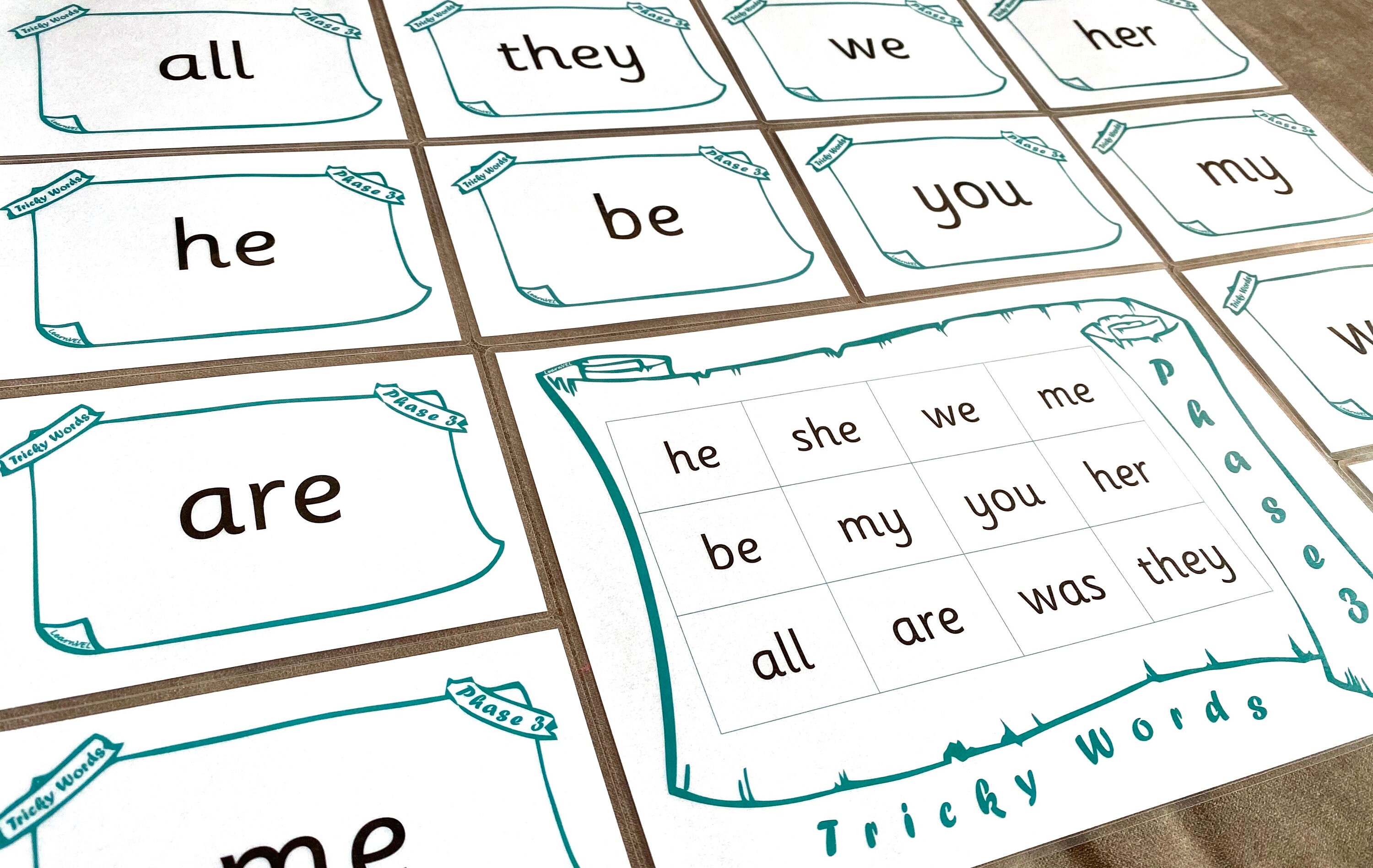 Phase3 Key/tricky Words A6 Large Flash Cards EYFS A4 Mat - Etsy UK