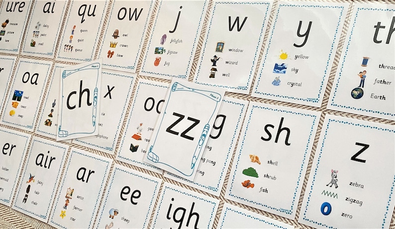 Double Sided Phase3 Phonics Large A6 Flash Cards Sounds Digraphs ...