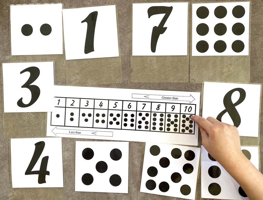 1 to 10 Numbers Large A6 Flash Cards Double Sided Greater/less Mat Math ...