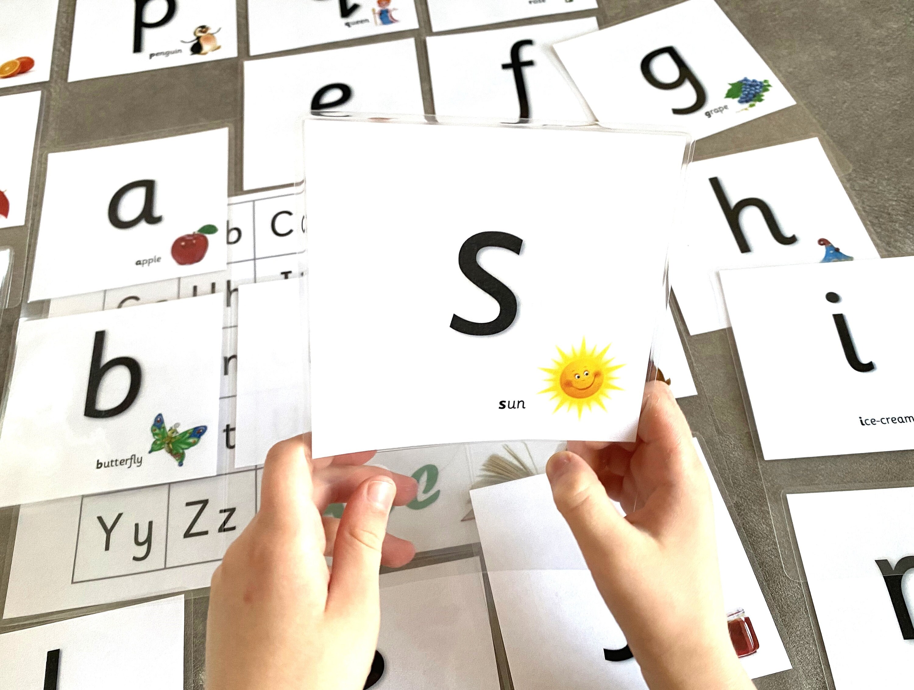 Lower Case Large A6 Alphabet Flash Cards Words and Pictures ABC Letters ...