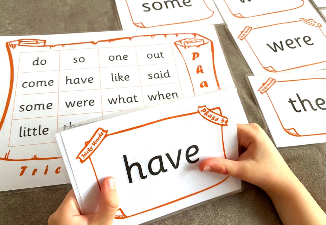 Phase4 Key/tricky Words A6 Large Flash Cards EYFS + A4 Mat Early Home ...