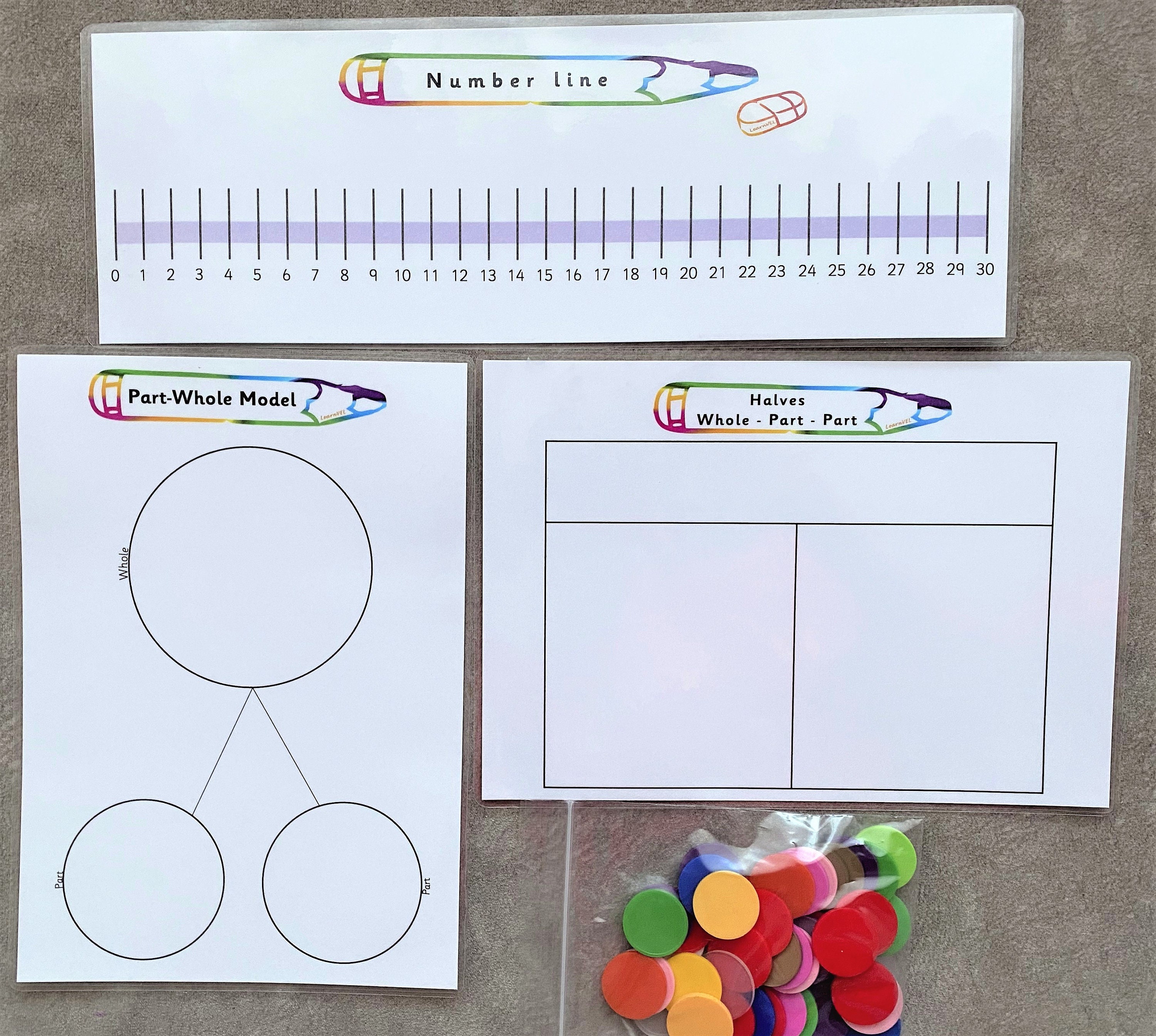 Printable PDF Math Fractions and 2D Shapes Doublesided Reusable Cards ...