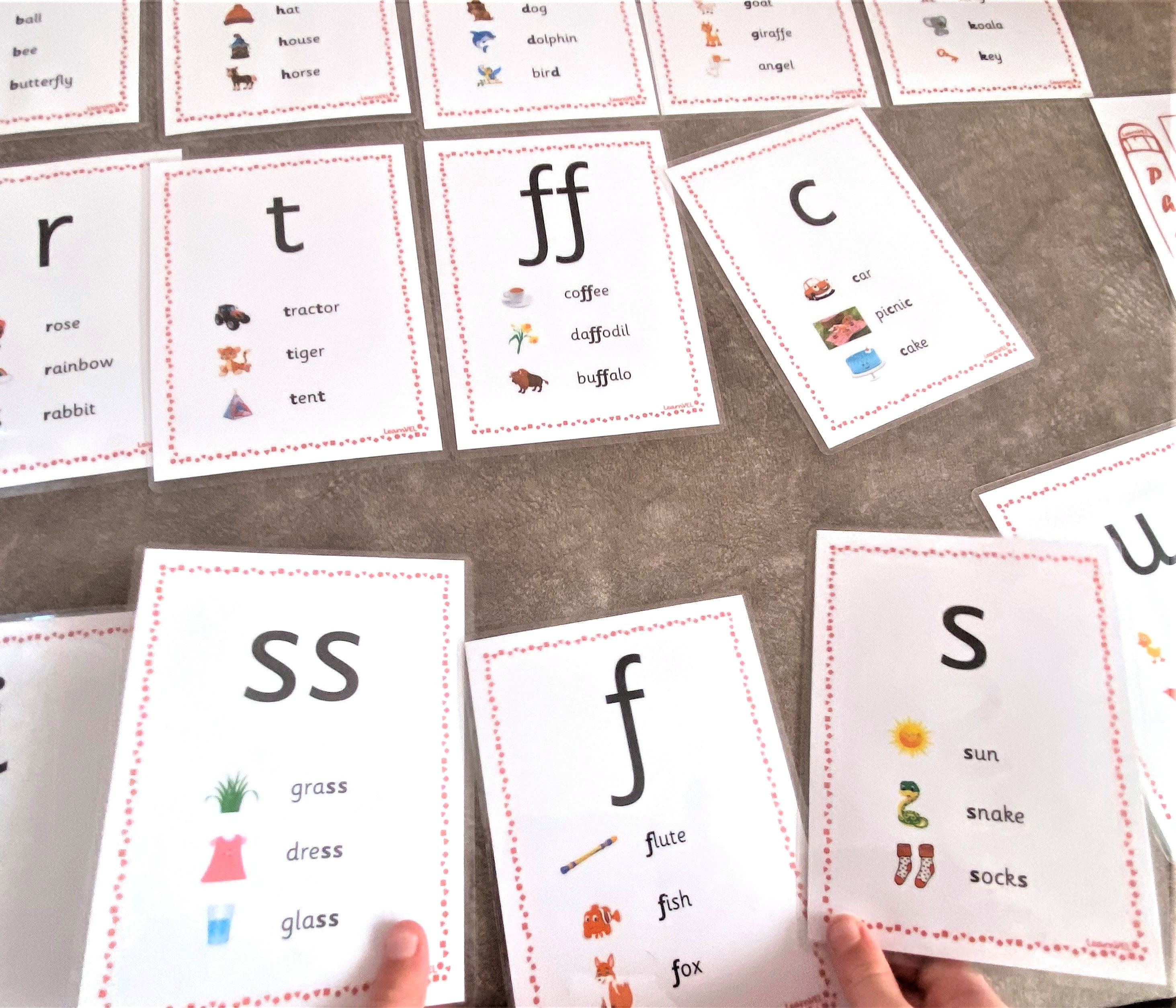 Double Sided Phase2 Phonics Large A6 Flash Cards Sounds Digraphs Words ...