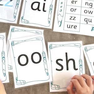 Double Sided Phase3 Phonics Large A6 Flash Cards Sounds Digraphs ...