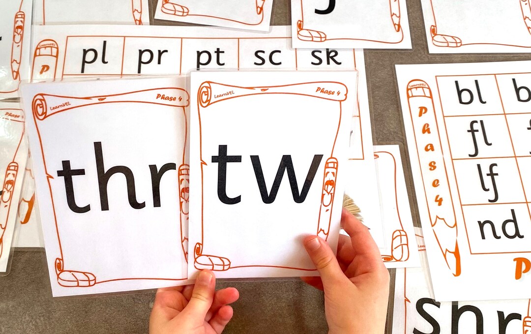 Printable PDF Phase 4 Phonics Large A6 Flash Cards Sounds Digraphs + A4 ...