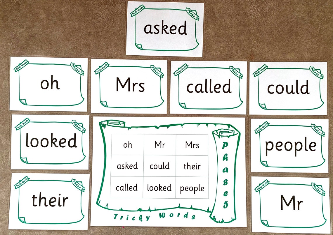Phase5 Key/tricky Words A6 Large Flash Cards EYFS A4 Mat Early Home ...