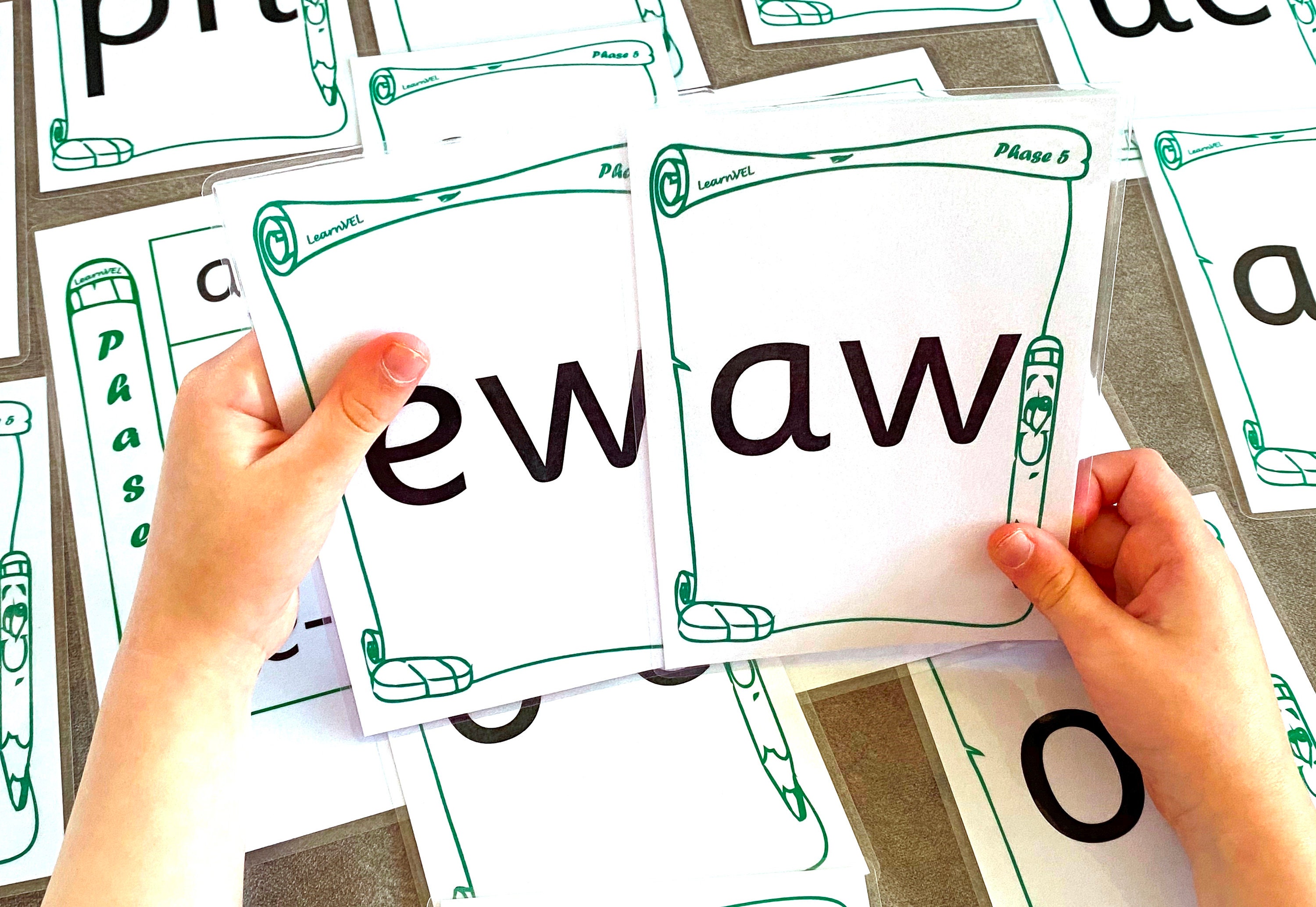 Double Sided Phase5 Phonics Large A6 Flash Cards Sounds Digraphs Words ...