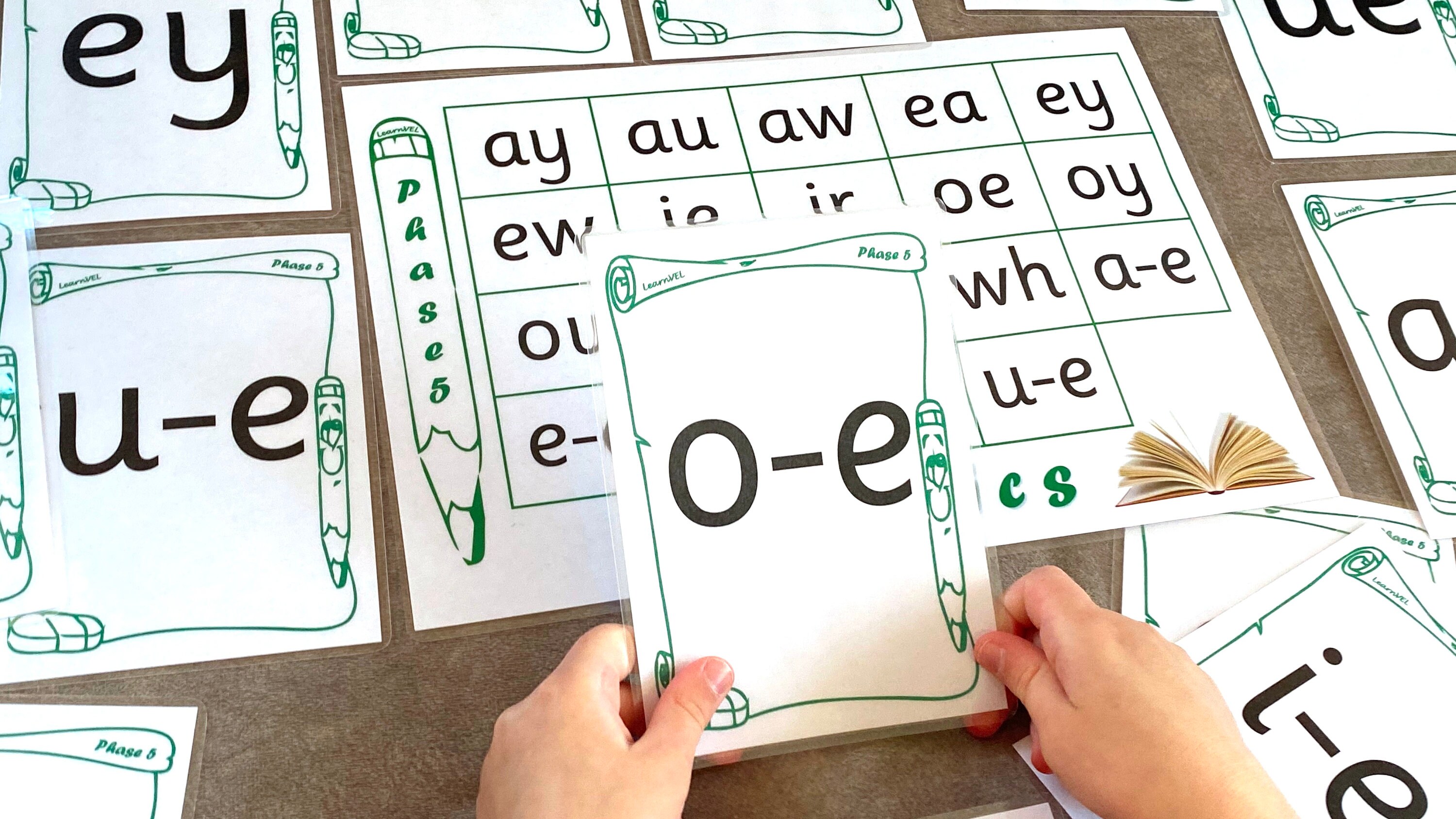 Phase5 Phonics Large A6 Flash Cards Sounds Digraphs + A4 Mat EYFS Home ...
