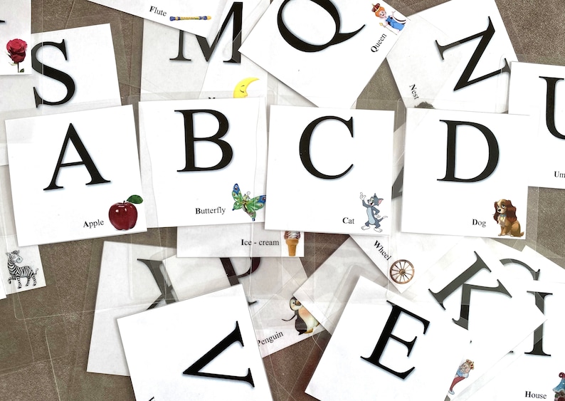 Printable PDF Alphabet Large A6 Flash Cards Words and Pictures - Etsy
