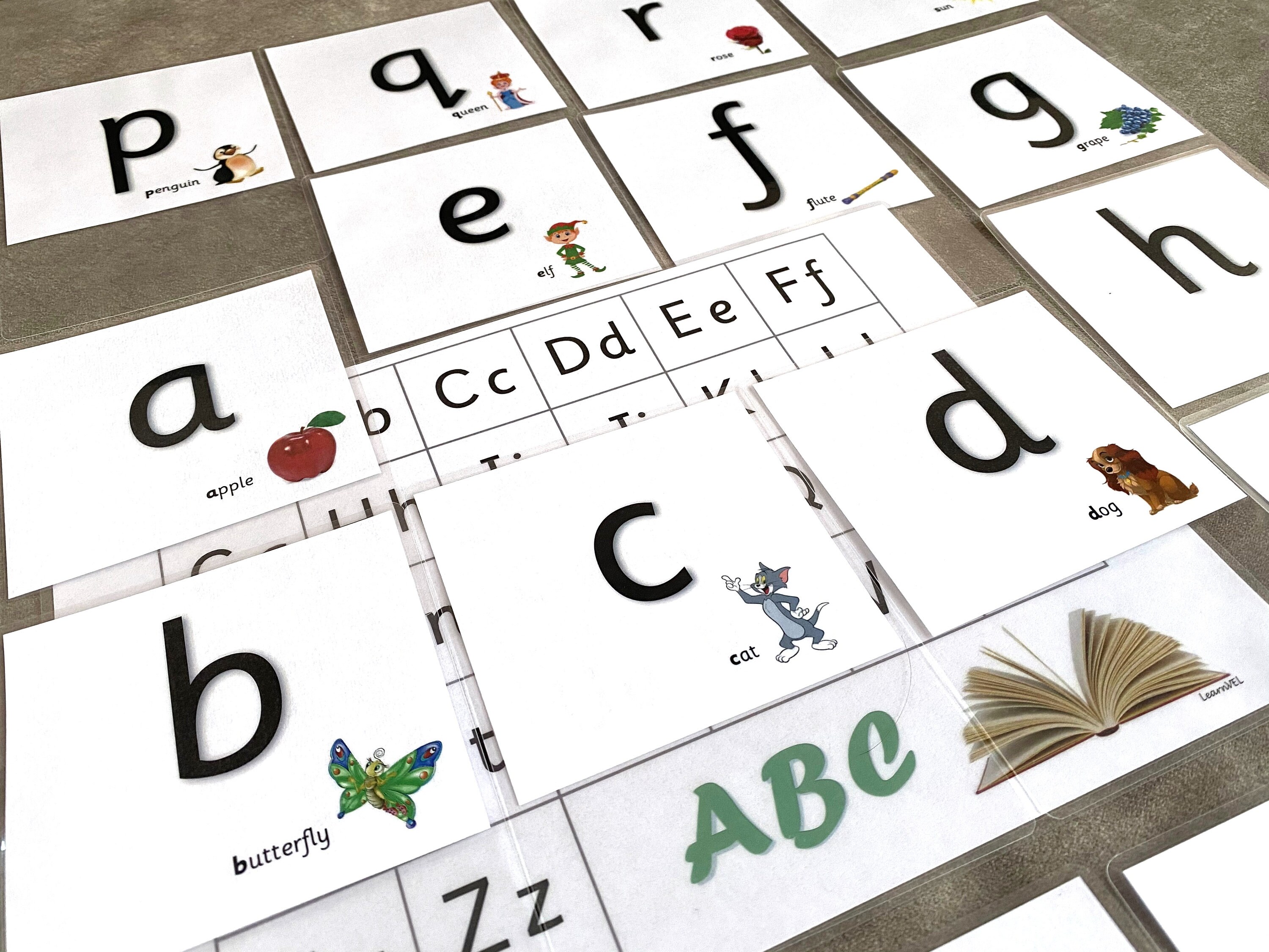 Lower Case Large A6 Alphabet Flash Cards Words and Pictures ABC Letters ...