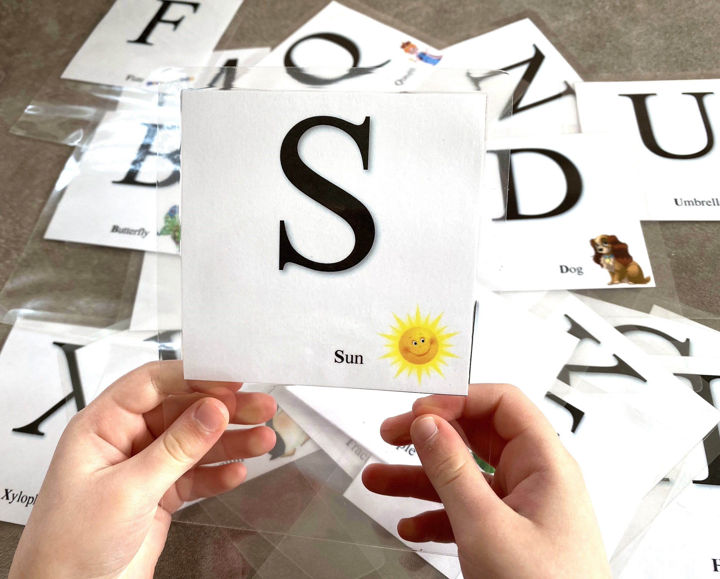 Alphabet Large A6 Flash Cards Words and Pictures + ABC Uppercase ...