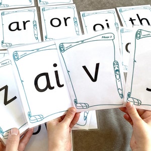 Double Sided Phase3 Phonics Large A6 Flash Cards Sounds Digraphs ...