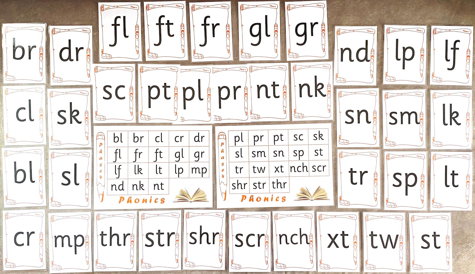 All Double Sided Phonics + Tricky Words Phases 2,3,4,5 Large A6 Flash ...