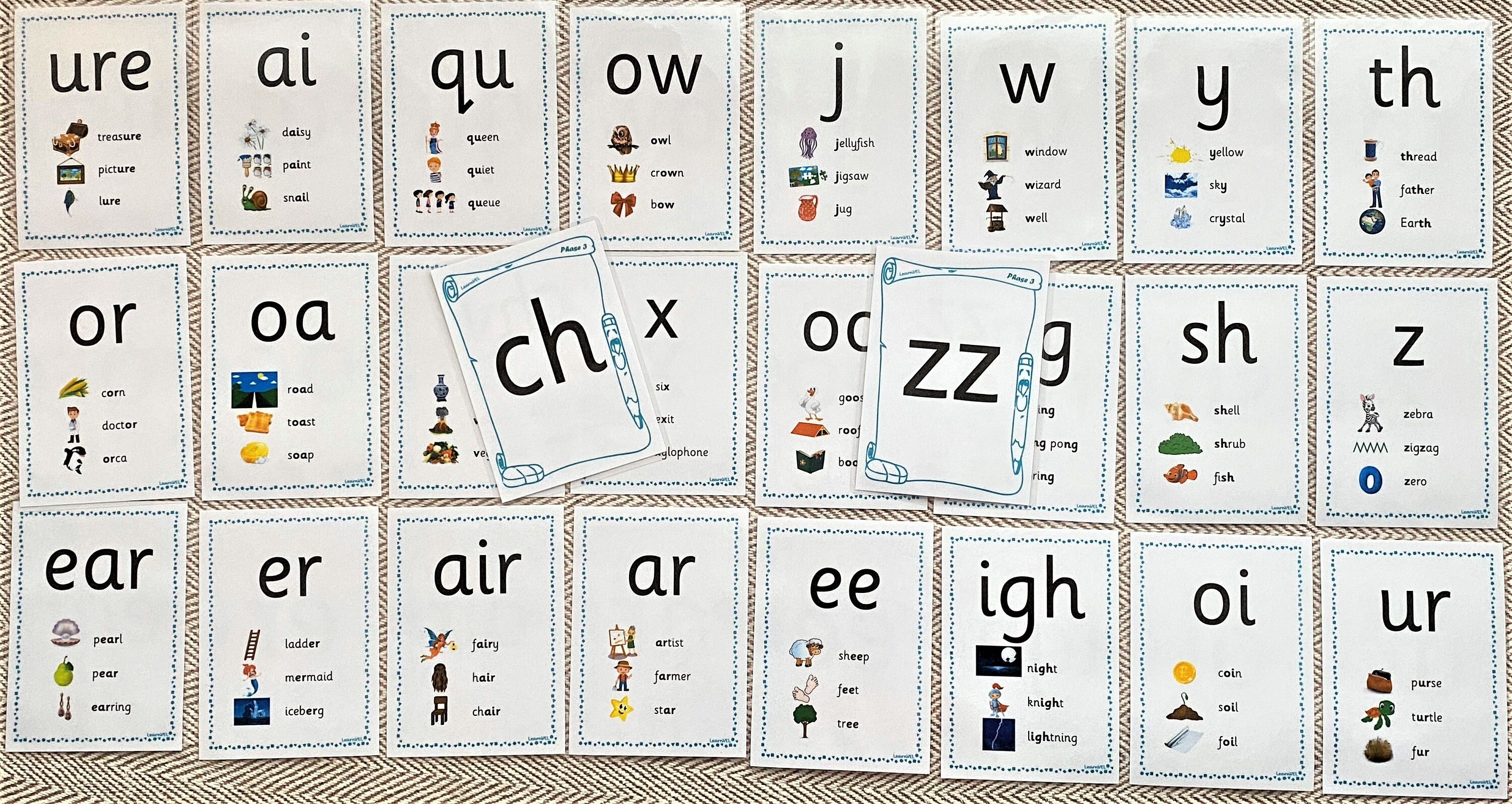 Printable PDF Phonics Phases 2,3,4,5 Flashcards Bundle: Double-sided ...