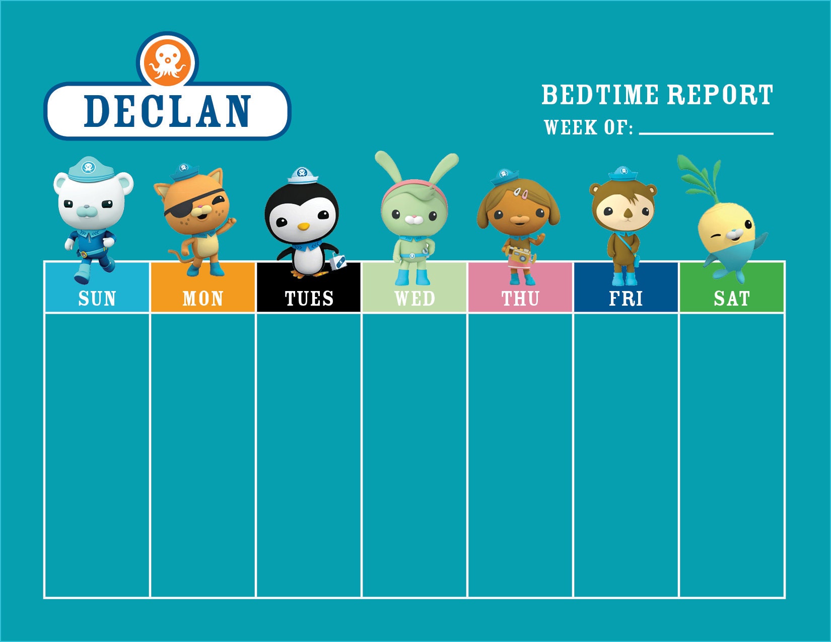 Custom Octonauts Sticker Chart for Potty Training | Etsy